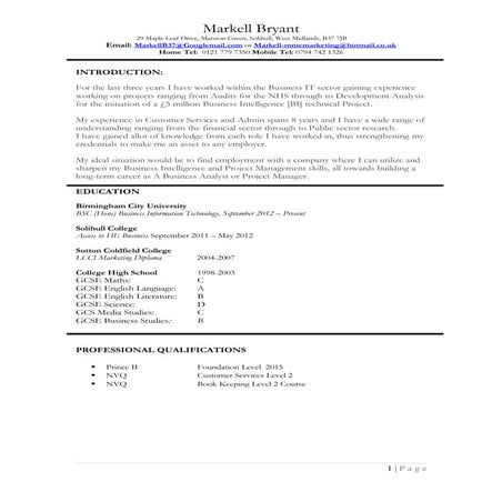Daniel Robinson CV | DOCX