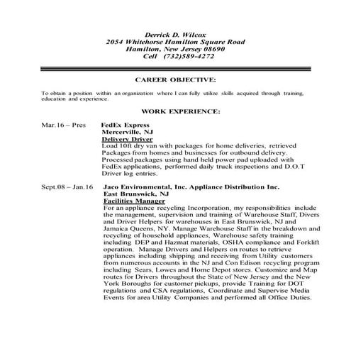 Derrick Resume | DOCX