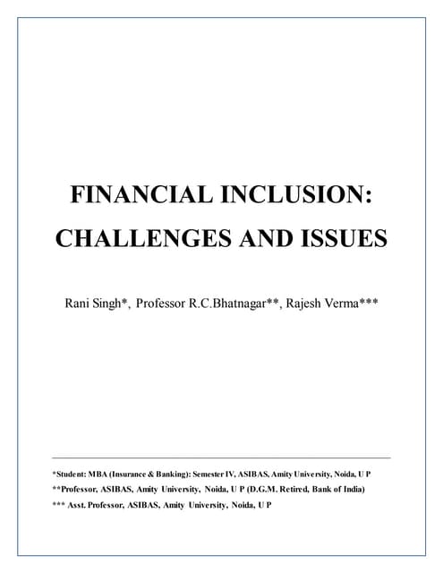 Financial inclusion in india | PPT