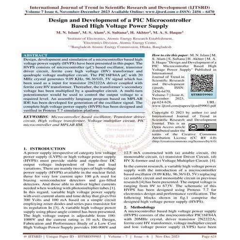 Design and Development of a PIC Microcontroller Based High Voltage Power Supply | PDF