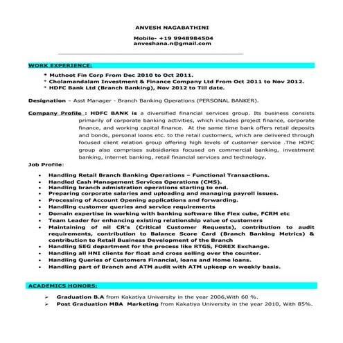 ANVESH NN RESUME | DOC