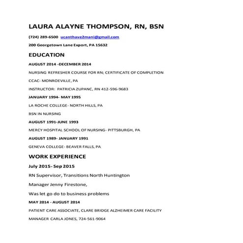 LAURA THOMPSON RESUMEE#1 | PDF