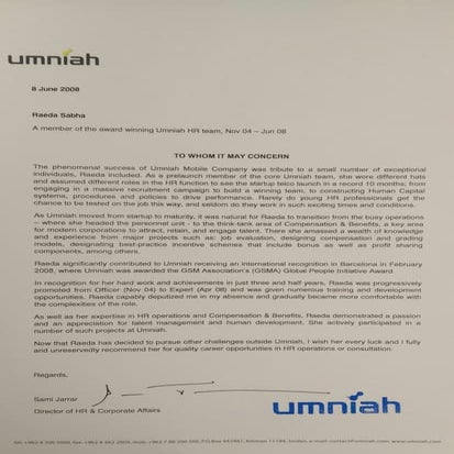 Umniah recommendation letter 1 | PDF