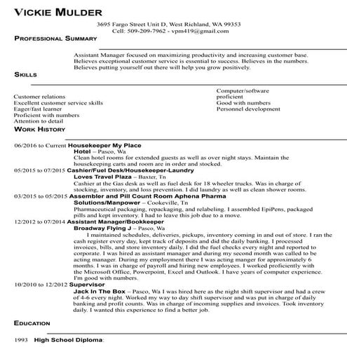 Vickie Mulder Resume 1 | RTF