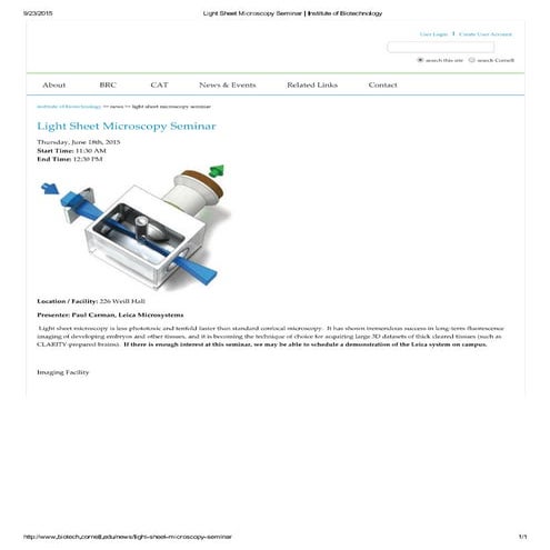Light Sheet Microscopy Seminar Institute of Biotechnology | PDF ...