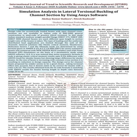 Simulation Analysis in Lateral Torsional Buckling of Channel Section by ...