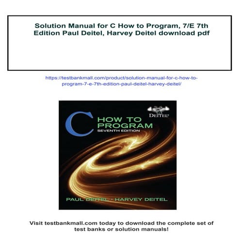 Solution Manual for C How to Program, 7/E 7th Edition Paul Deitel, Harvey Deitel | PDF