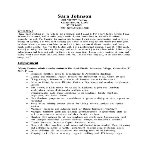 Sara Johnson Resume | DOCX