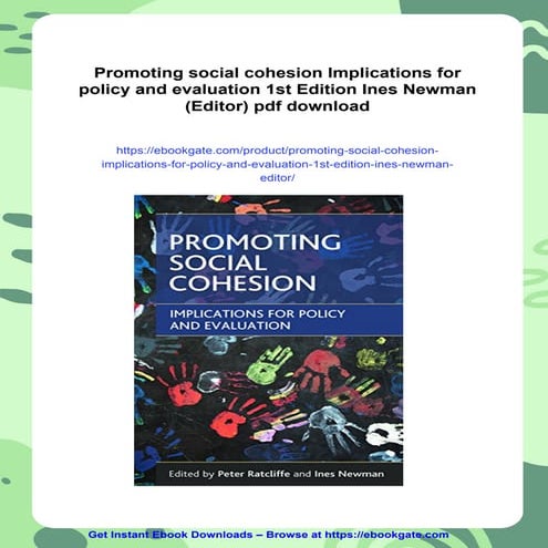 Promoting social cohesion Implications for policy and evaluation 1st ...