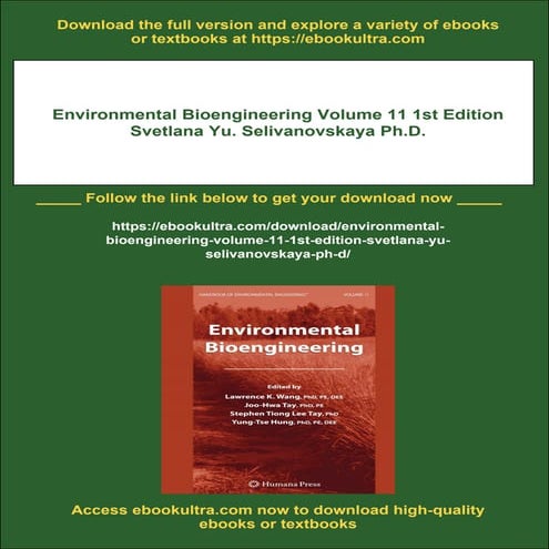 Environmental Bioengineering Volume 11 1st Edition Svetlana Yu ...