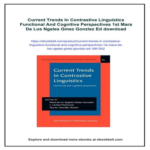 Current Trends In Contrastive Linguistics Functional And Cognitive ...