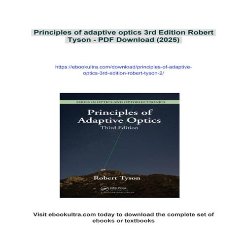 Principles of adaptive optics 3rd Edition Robert Tyson | PDF