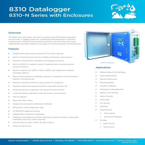 8310 Datalogger - 8310-N Series with Enclosures | PDF