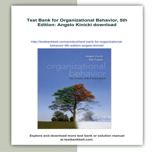 Test Bank for Organizational Behavior, 5th Edition: Angelo Kinicki | PDF