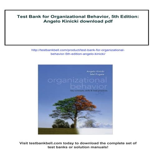 Test Bank for Organizational Behavior, 5th Edition: Angelo Kinicki | PDF