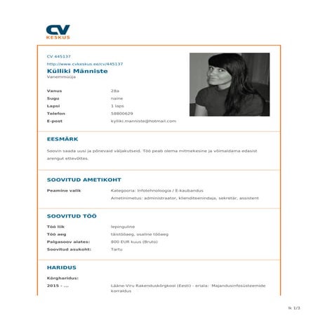 CV kirjutamine | PPTX