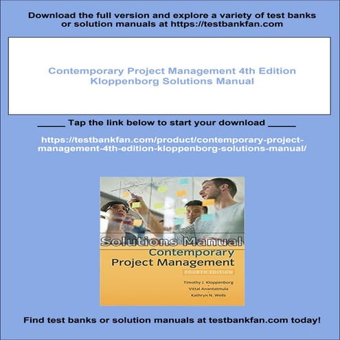 Contemporary Project Management 4th Edition Kloppenborg Solutions Manual | PDF