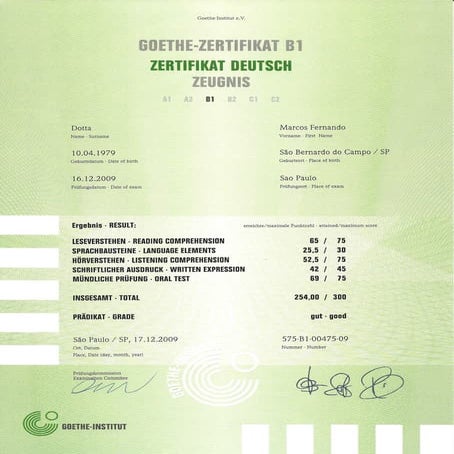 German Certificate - ZD (B1) | PDF