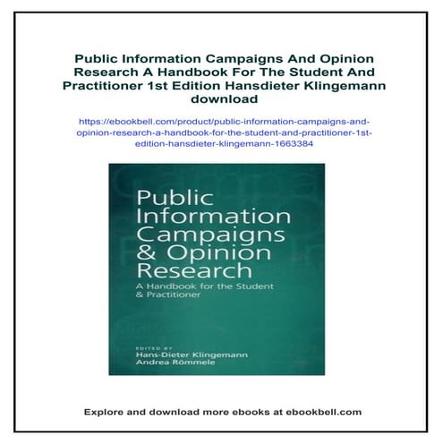 Public Information Campaigns And Opinion Research A Handbook For The ...