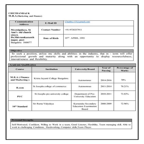 Chethan Resume | DOCX | Business Administration | Business