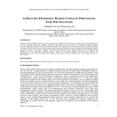 A SECURE EPIDEMIC BASED UPDATE PROTOCOL FOR P2P SYSTEMS | PDF ...
