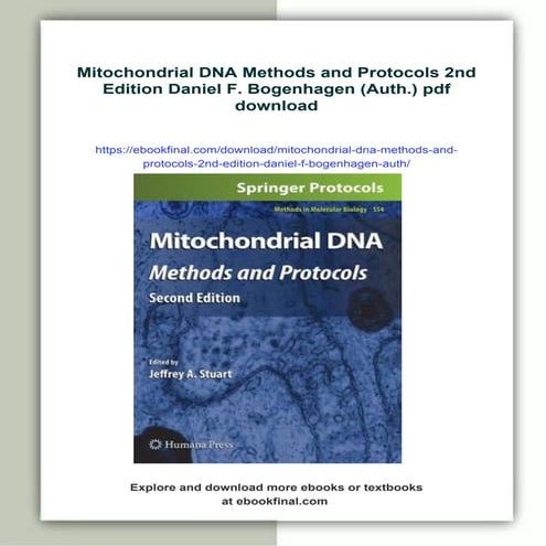 Mitochondrial DNA Methods and Protocols 2nd Edition Daniel F ...