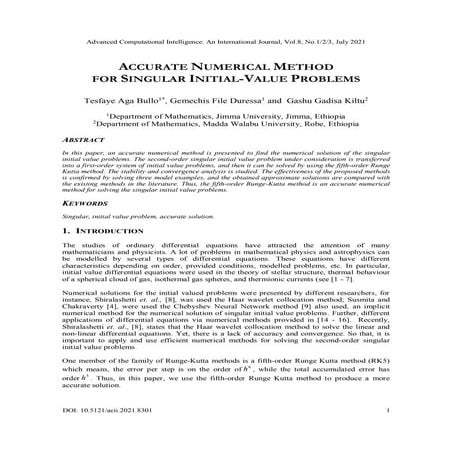 Accurate Numerical Method For Singular Initial Value Problems Pdf