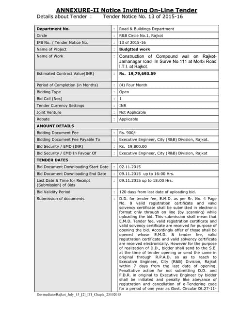 Tender Notice Sample | PDF