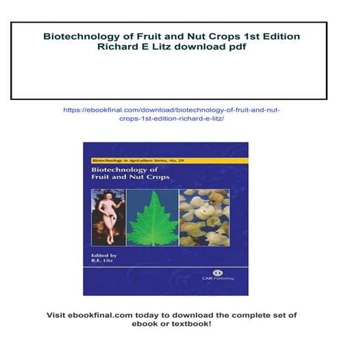 Biotechnology of Fruit and Nut Crops 1st Edition Richard E Litz | PDF
