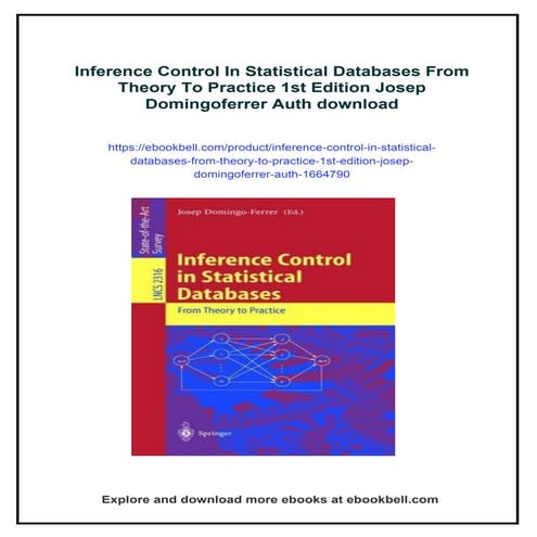 Inference Control In Statistical Databases From Theory To Practice 1st Edition Josep ...