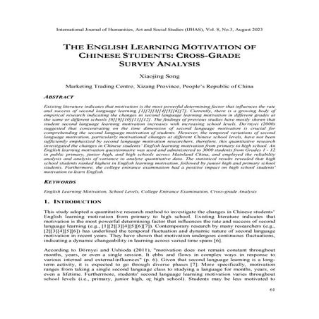 THE ENGLISH LEARNING MOTIVATION OF CHINESE STUDENTS: CROSS-GRADE SURVEY ...