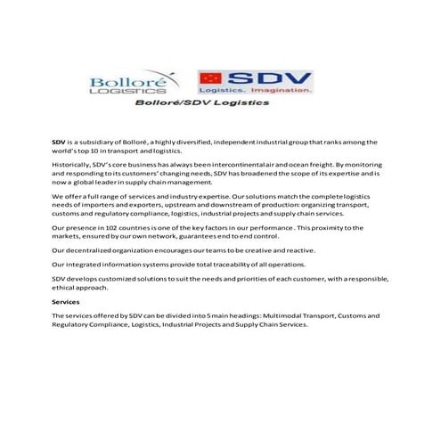 SDV is a subsidiary of Bolloré | PDF