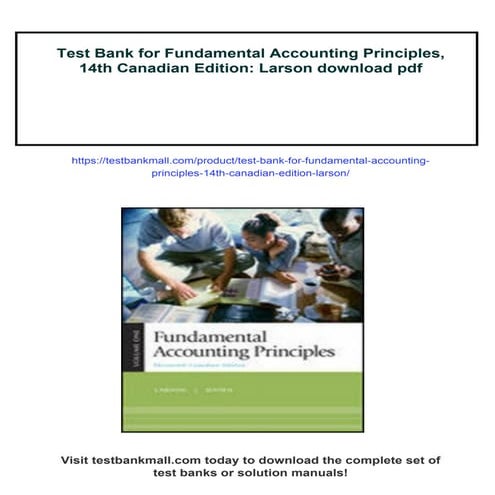 Test Bank for Fundamental Accounting Principles, 14th Canadian Edition ...