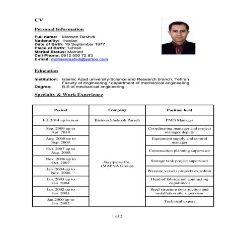M.Rashidi-CV | PDF | Civil Engineering Industry | Industries