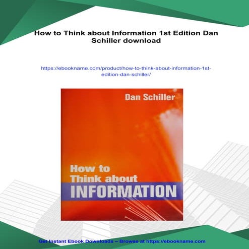 How to Think about Information 1st Edition Dan Schiller | PDF