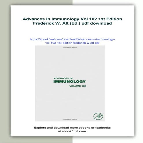 Advances in Immunology Vol 102 1st Edition Frederick W. Alt (Ed.) | PDF