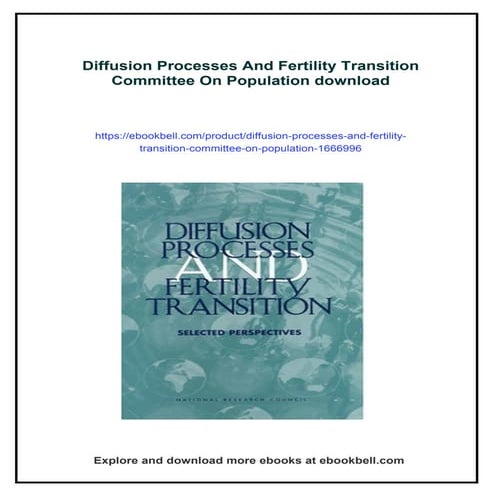 Diffusion Processes And Fertility Transition Committee On Population | PDF