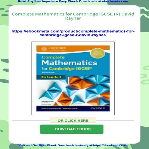 Complete Mathematics for Cambridge IGCSE (R) David Rayner | PDF