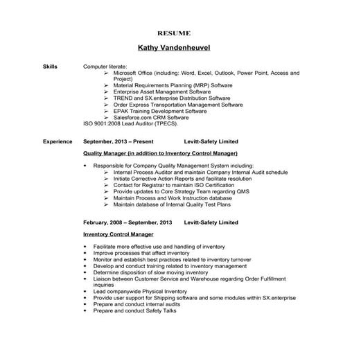 Kathy's Resume | DOC