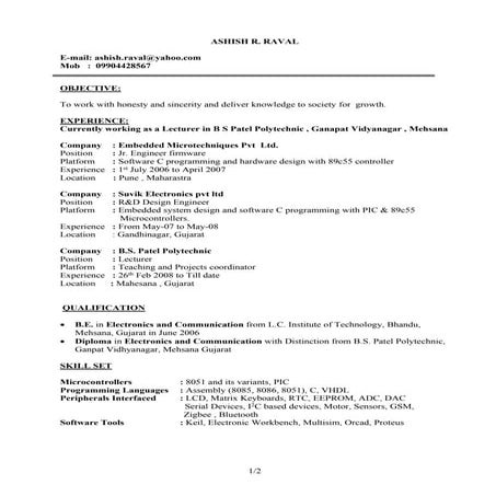 Ashish Resume | PDF | Technology & Computing