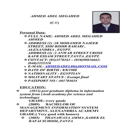 AHMED ADEL MEGAHED (C.V) | DOC