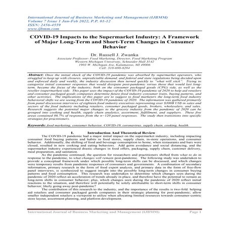COVID-19 Impacts to the Supermarket Industry: A Framework of Major Long ...