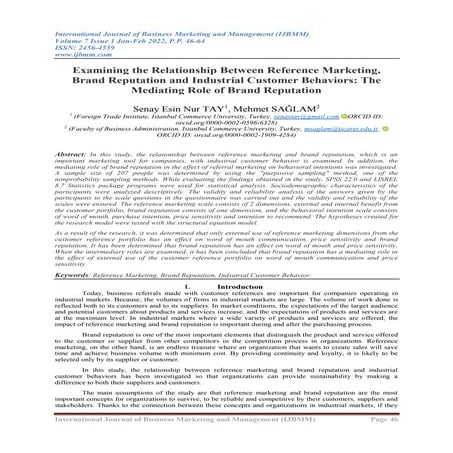 Examining the Relationship Between Reference Marketing, Brand ...