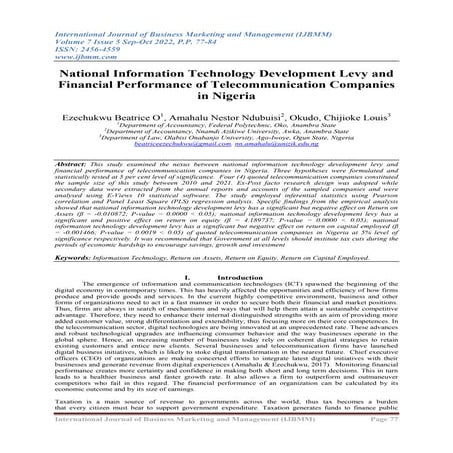 National Information Technology Development Levy and Financial ...