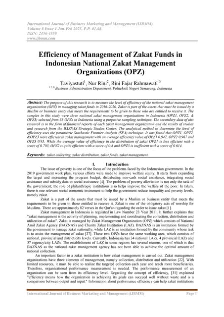 Efficiency Of Management Of Zakat Funds In Indonesian National Zakat Management Organizations