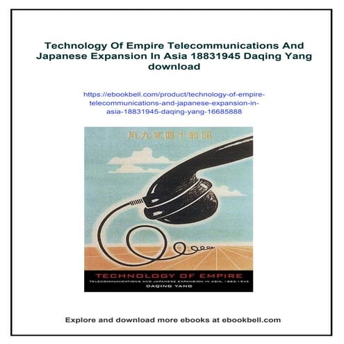 Technology Of Empire Telecommunications And Japanese Expansion In Asia ...