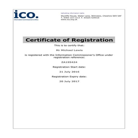 ICO Registration Certificate | PDF