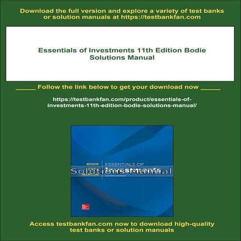 Essentials of Investments 11th Edition Bodie Solutions Manual | PDF