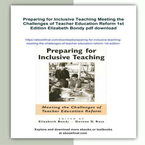 Preparing for Inclusive Teaching Meeting the Challenges of Teacher Education Reform 1st Edition ...