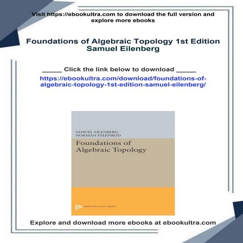 Foundations of Algebraic Topology 1st Edition Samuel Eilenberg | PDF